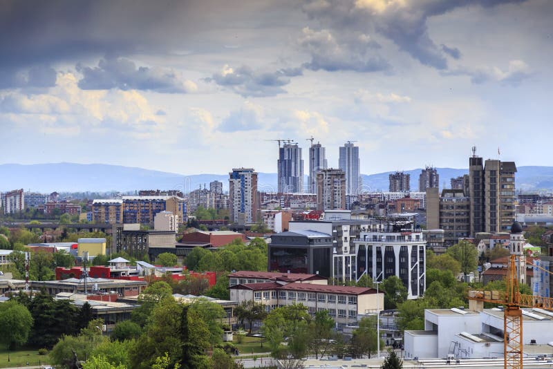 View from the Central District of Skopje, the Macedonian Capital ...