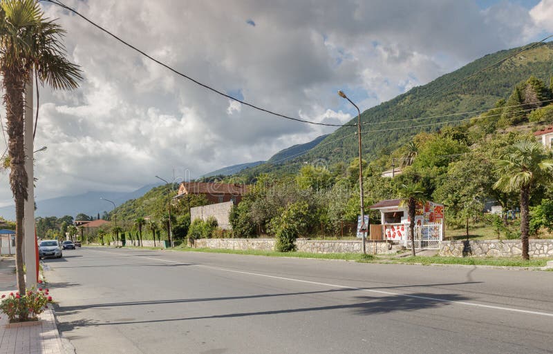 View from Central Street of Gagra Town Editorial Photo - Image of green ...