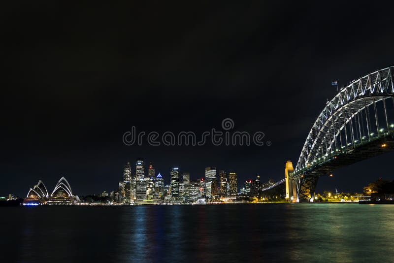 View of Sydney City Harbour in Australia at Night Editorial Stock Image ...