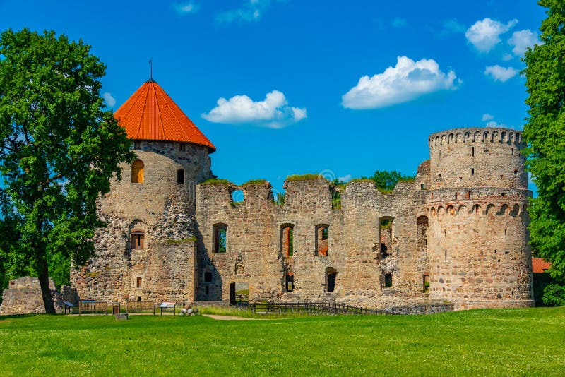 View of the Cesis Castle in Latvia Stock Photo - Image of mansion ...