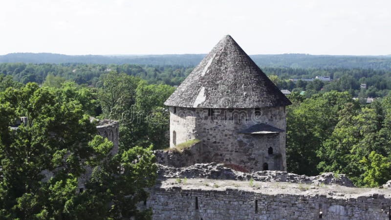 View of Cesis Medieval Castle Tower Stock Footage - Video of defence ...