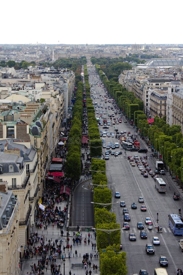 View of Champ Elysee from Arc De Triomphe Stock Photo - Image of champ ...