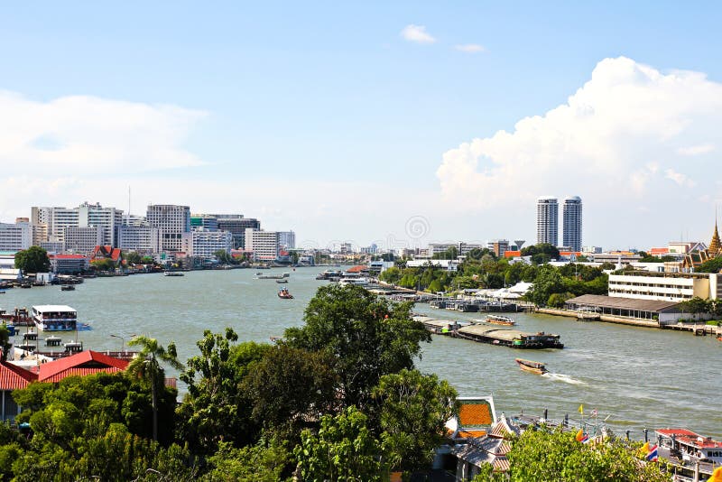 View of the Chao Praya River in Bangkok Stock Image - Image of chao ...