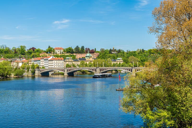 A View from the Charles Bridge Down the Vltava River Towards the Manes ...