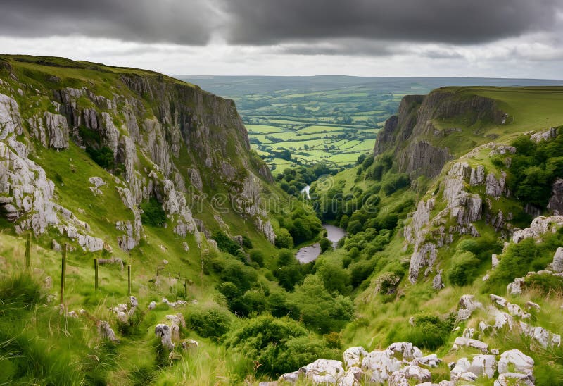 A View of the Cheddar Gorge in Somerset Stock Illustration ...