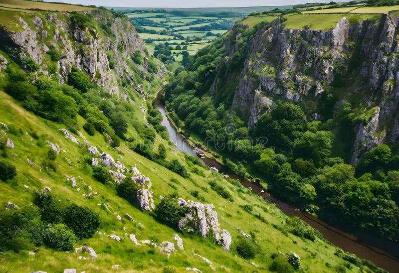 A View of the Cheddar Gorge in Somerset Stock Illustration ...