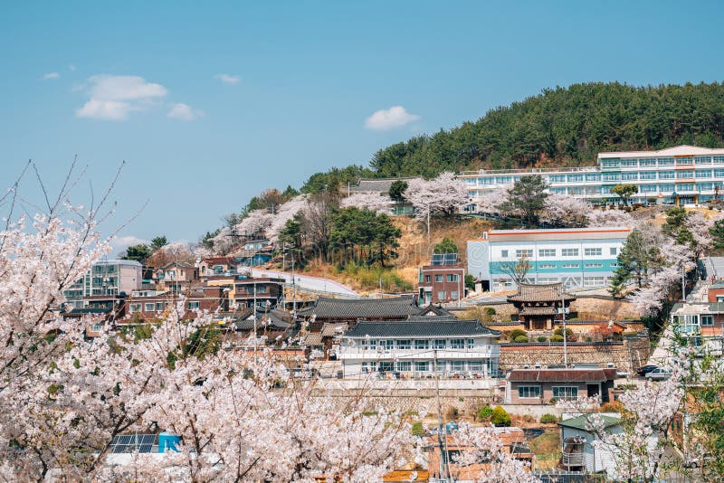 View of Miryang City from Moonlight Ssamji Park Observatory at Spring ...