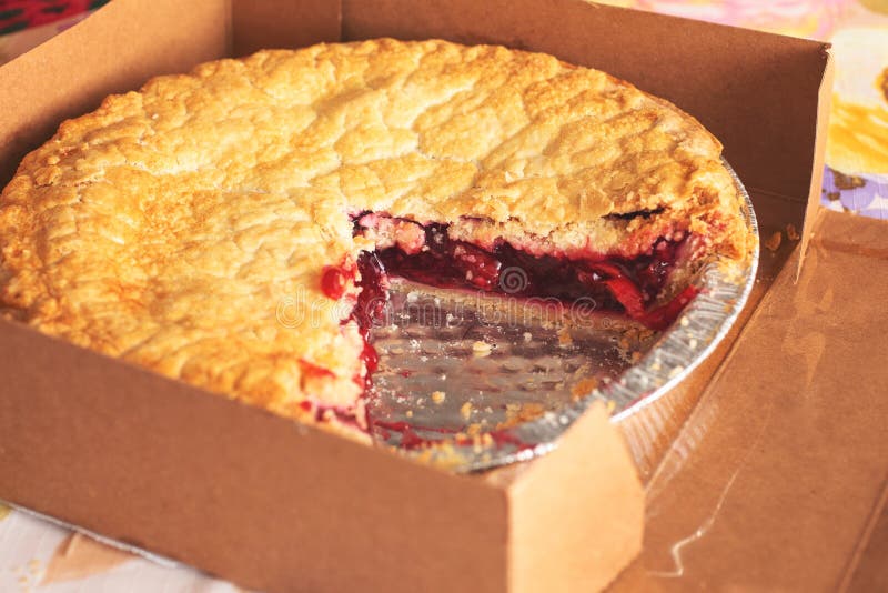 Cherry pie in box stock photo. Image of fruit, retail - 240465950