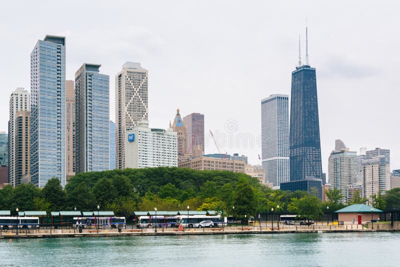 A View of the Chicago Skyline from Navy Pier in Chicago, Illinois ...
