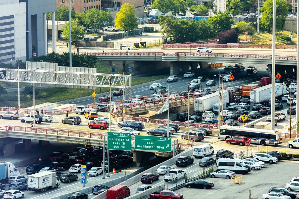 View of Chicago Traffic during Rush Hour in the Afternoon Editorial ...