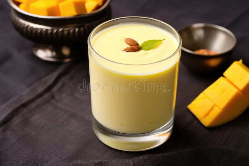 View of a Chilled Glass of Mango Lassi from the Top Angle Stock Image ...