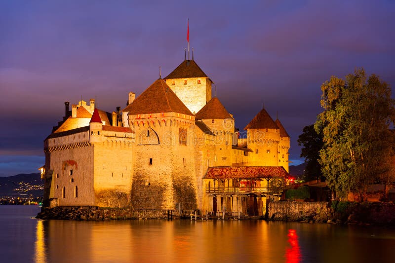 View of Chillon Castle on Lake Geneva Editorial Stock Image - Image of ...