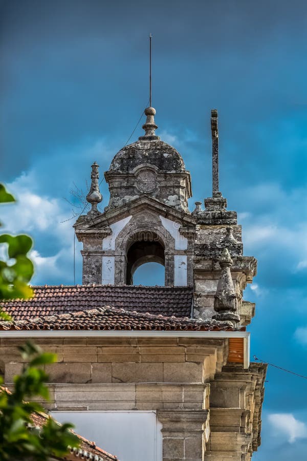 View of a Church Tower and Roof, Dramatic Sky on Background Stock Image ...