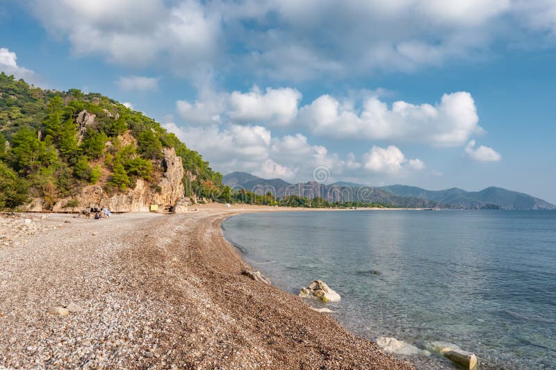 Cirali Olympos Beach. Sea and Mountains. Kemer, Antalya, Turkey Stock ...
