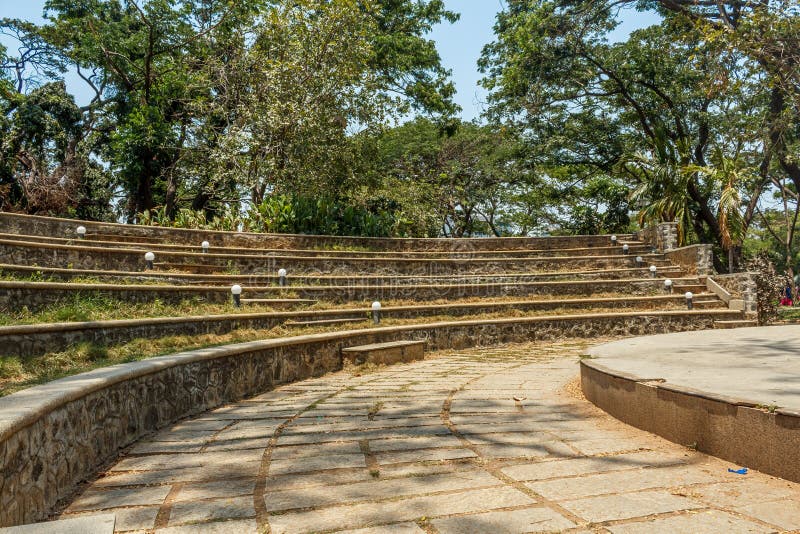 View of Circular Concrete Steps in a Green Garden, Chennai, India ...