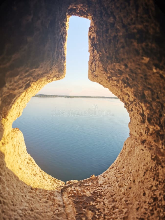 View through the Circular Window of the Castle Stock Photo - Image of ...