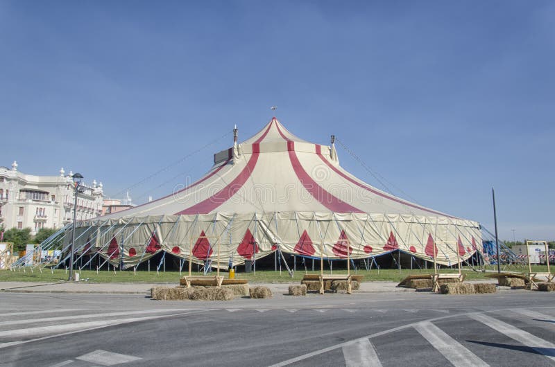 Circus Tent Mounted in a Square Stock Image - Image of entertainment ...