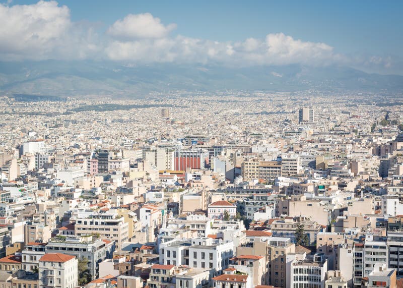 View of the City of Athens with Modern Buildings Stock Image - Image of ...