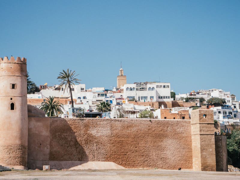View of City Buildings Behind the Stone Wall. Rabat, Morocco Stock ...