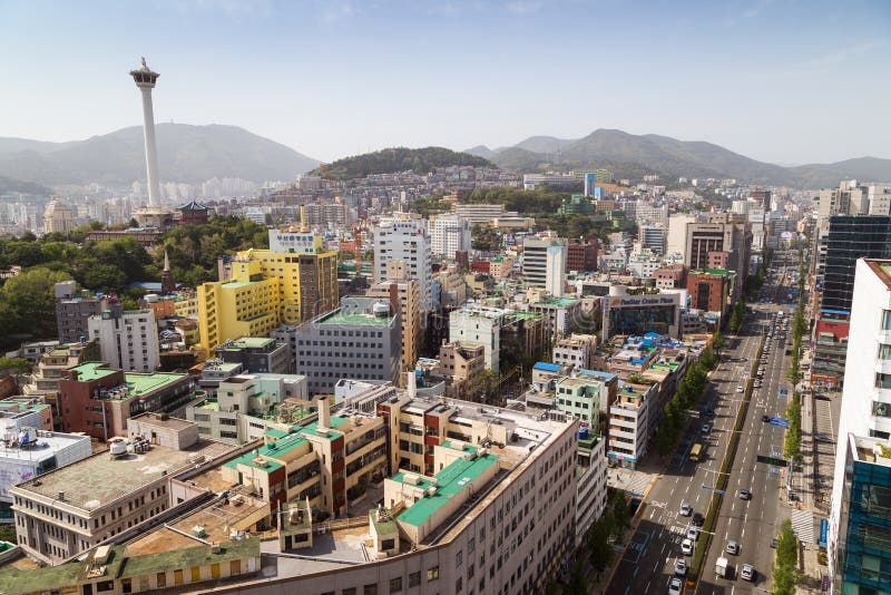 Aerial View Of Busan Downtown Cityscape In Busan, South Korea Editorial ...