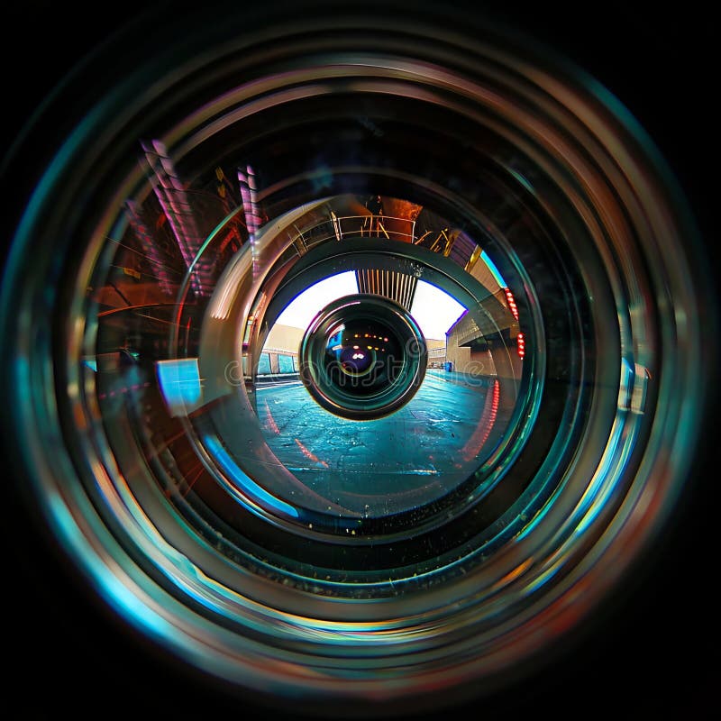 A View of the City through a Camera Lens Stock Image - Image of glass ...