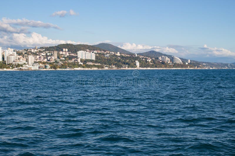 View of the City Coast from the Sea Stock Image - Image of shore, sochi ...