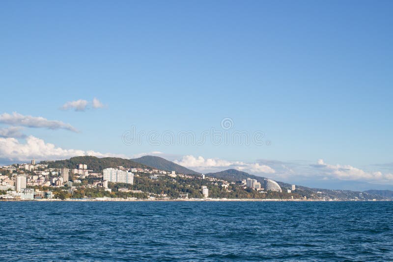 View of the City Coast from the Sea Stock Image - Image of holiday ...