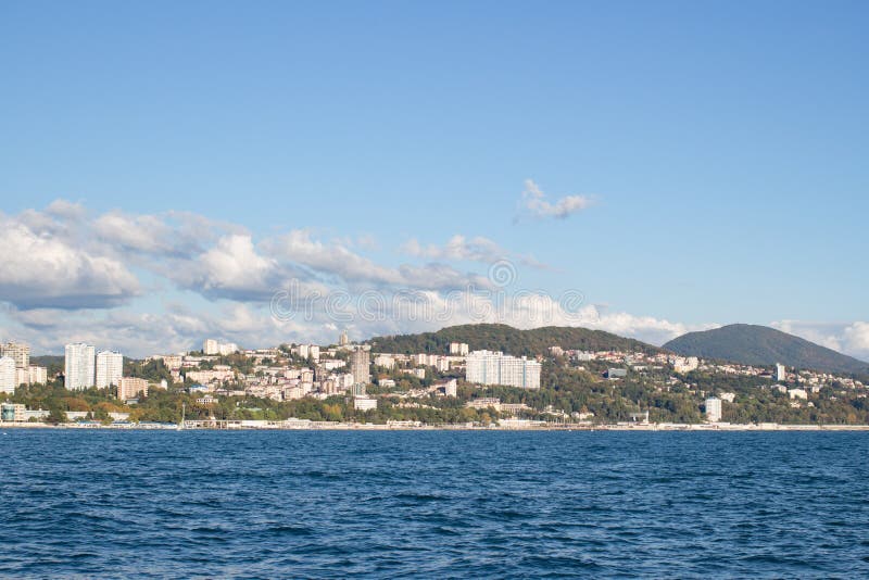 View of the City Coast from the Sea Stock Image - Image of coastline ...