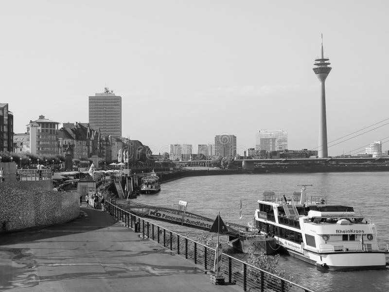 View of the City of Duesseldorf, Black and White Editorial Photography ...