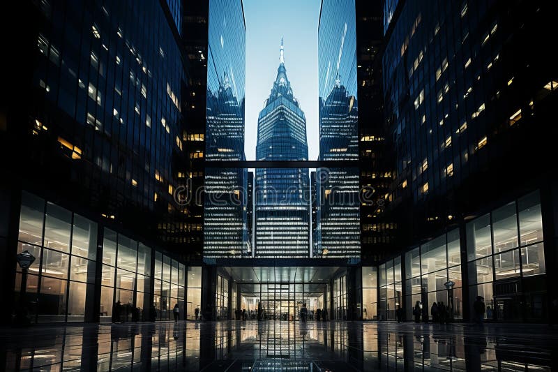 A View of the City from Inside an Office Building Stock Illustration ...