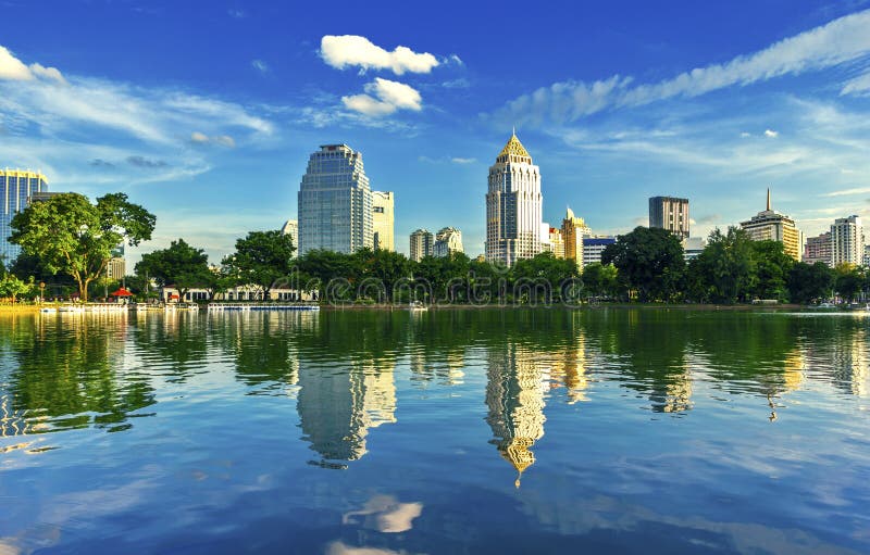 View of the city and lake. stock photo. Image of urban - 32433648