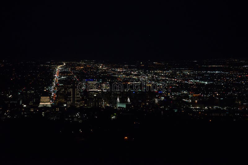 Salt Lake City at night stock photo. Image of west, dark - 239215628