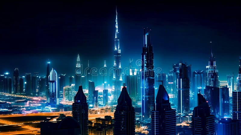 View of City at Night from High Altitude Point of View. Generative AI ...