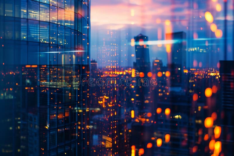 A View of a City at Night from a Skyscraper, Skyscrapers Constructed ...