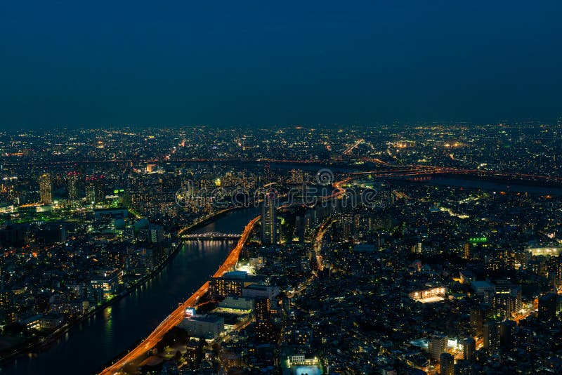 The View of City Night from the Top Level Stock Image - Image of height ...