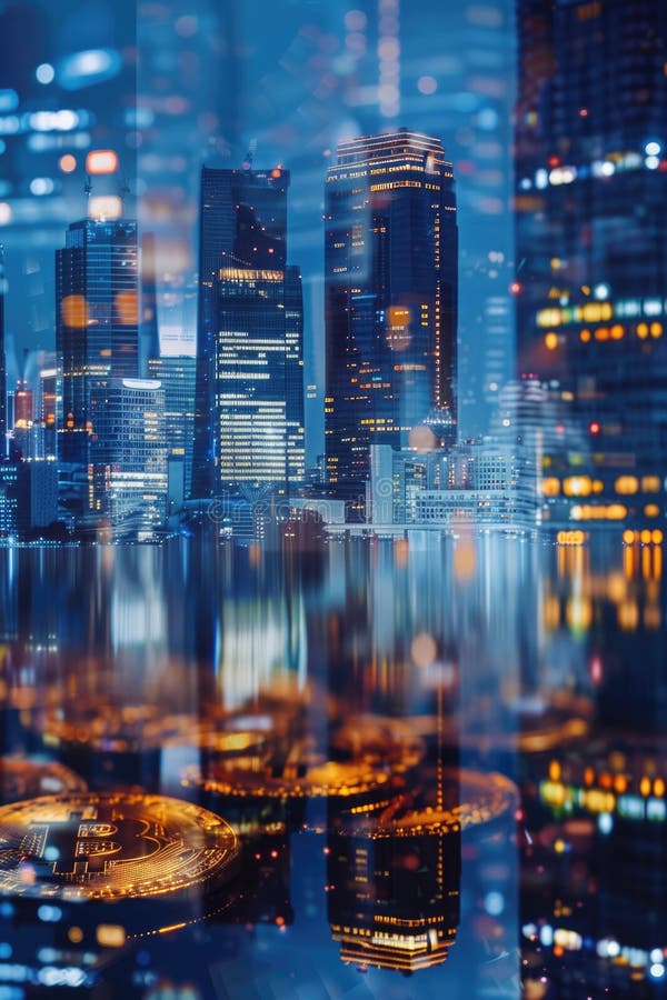 View of a City at Night from a Window with Bright Lights and Buildings ...