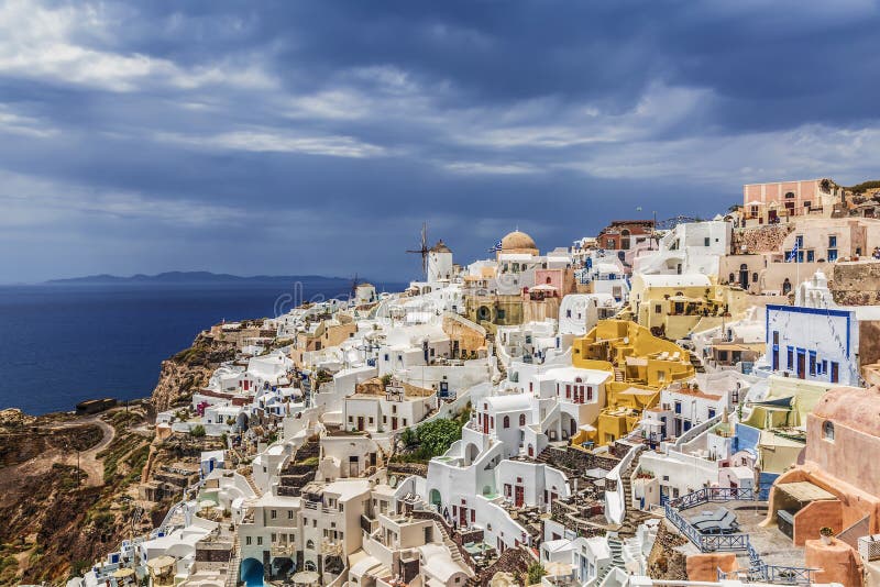 View of the city of Oia. stock image. Image of architecture - 99087873