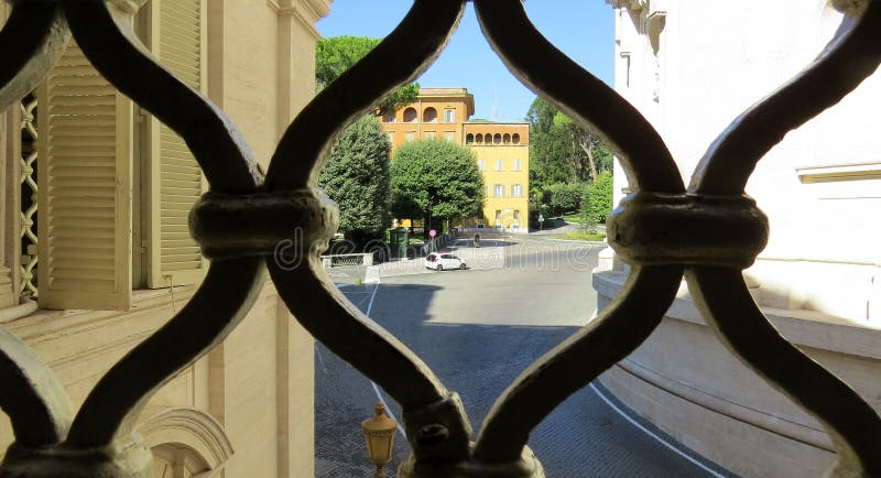 View of the City through the Openwork Metal Fence in Rome Stock Image ...