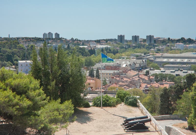 View of the City Pula. Croatia Stock Image - Image of fortress, roof ...
