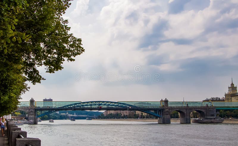 View of the City River and Promenade, Rotunda by the River Stock Image ...