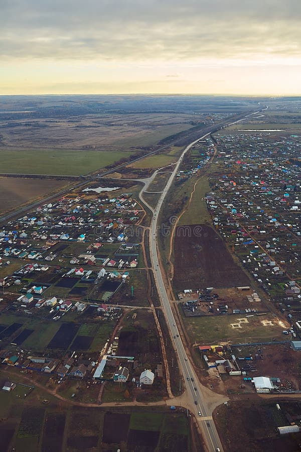 View of the City and the Road, Top View Stock Photo - Image of ...