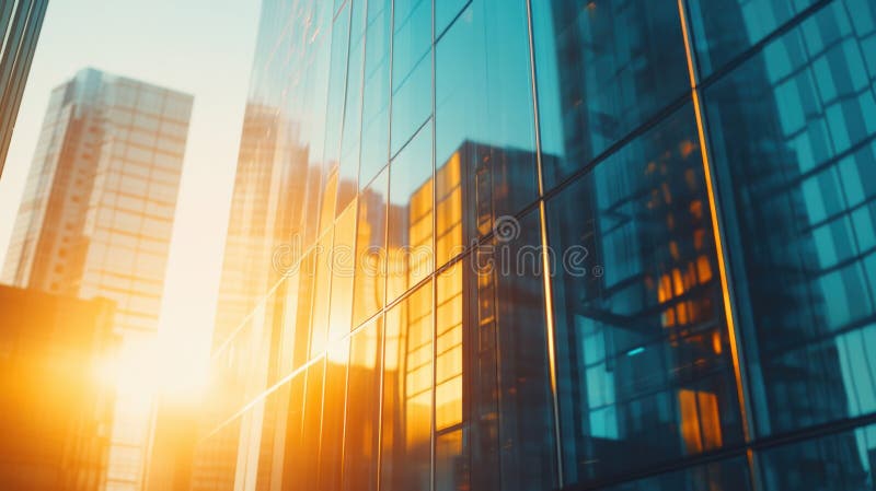 A View of a City Skyline with Buildings and Sun Shining through, AI ...