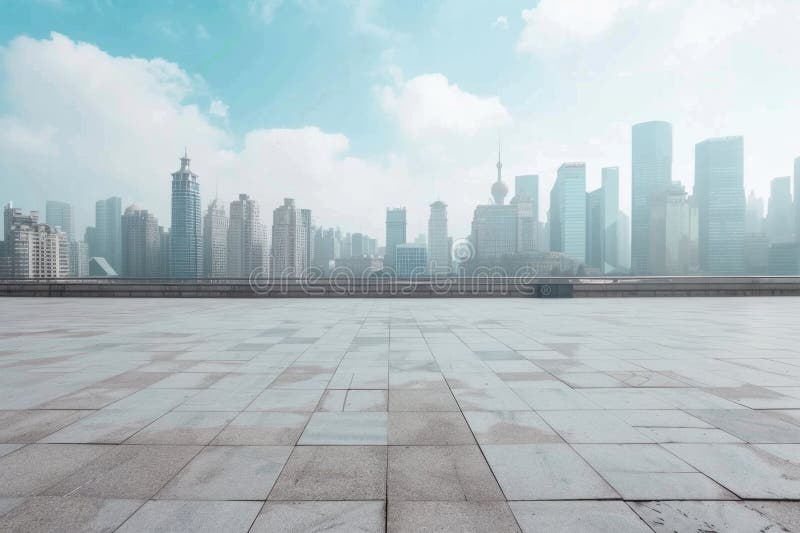 A View of a City Skyline from a Rooftop Perspective Stock Photo - Image ...