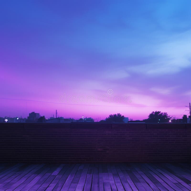 A View of the City at Sunset from a Rooftop Stock Illustration ...