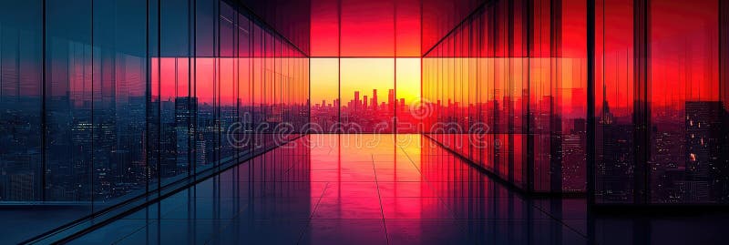 A View of a City at Sunset from a Skyscraper Stock Image - Image of ...