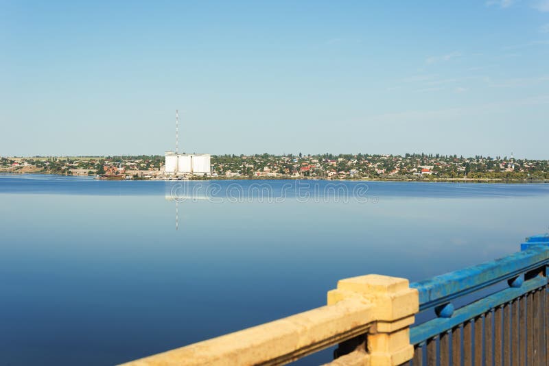 View of the City Waterfront on the River from the Bridge Stock Image ...