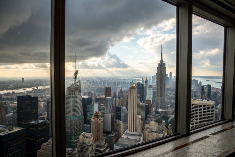 View of City from Wide Window Stock Photo - Image of contemporary ...