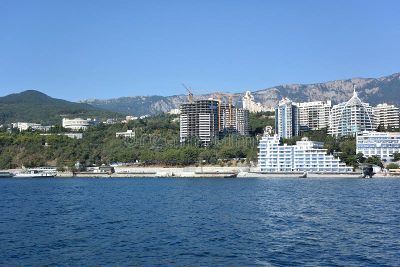 View of the city of Yalta stock image. Image of cloud - 166061511