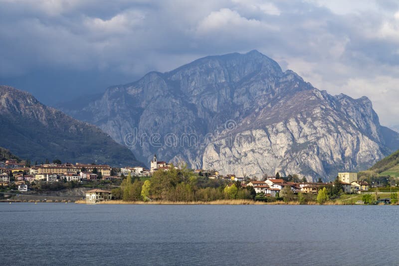 View of Civate Village from Lake Annone Stock Photo - Image of cane ...