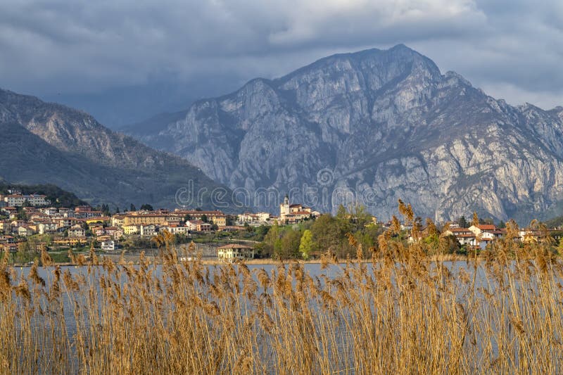 View of Civate Village from Lake Annone Stock Photo - Image of ...